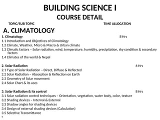 BUILDING SCIENCE is sub related to architecture | PPT