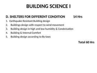 BUILDING SCIENCE is sub related to architecture | PPT