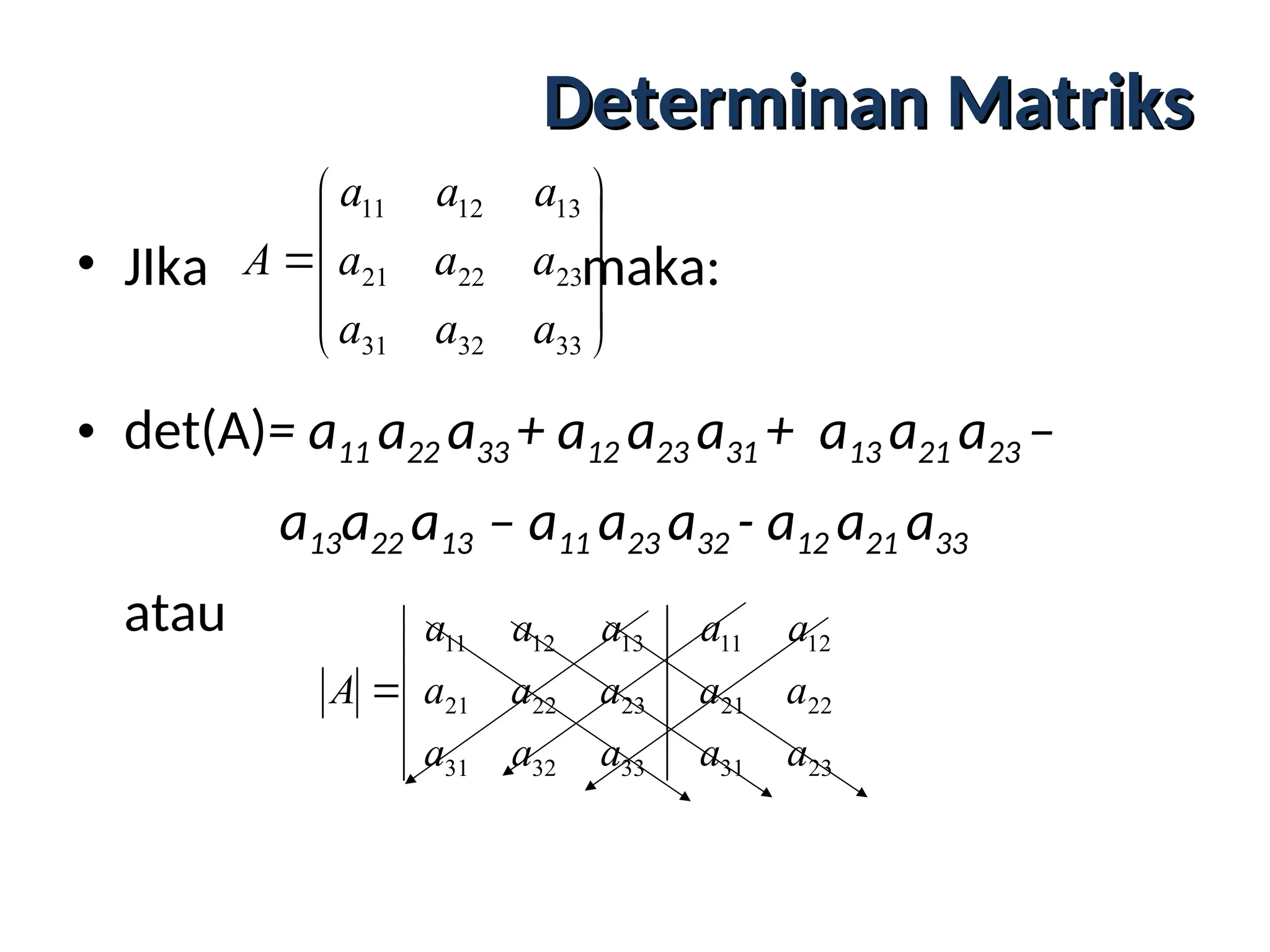 Pengertian matriks, jenis, operasi, determinan, invers matriks | PPT