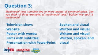 Multimodal text - looking for meaning and structure | PPTX