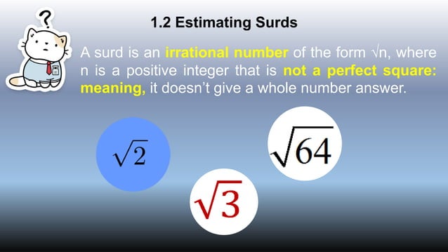 Numbers: Estimating Surds: Range of surds | PDF