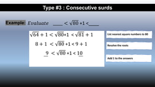 Numbers: Estimating Surds: Range of surds | PDF