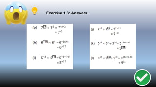 Law of Indices:Product Rule:Quotient Rule | PPT