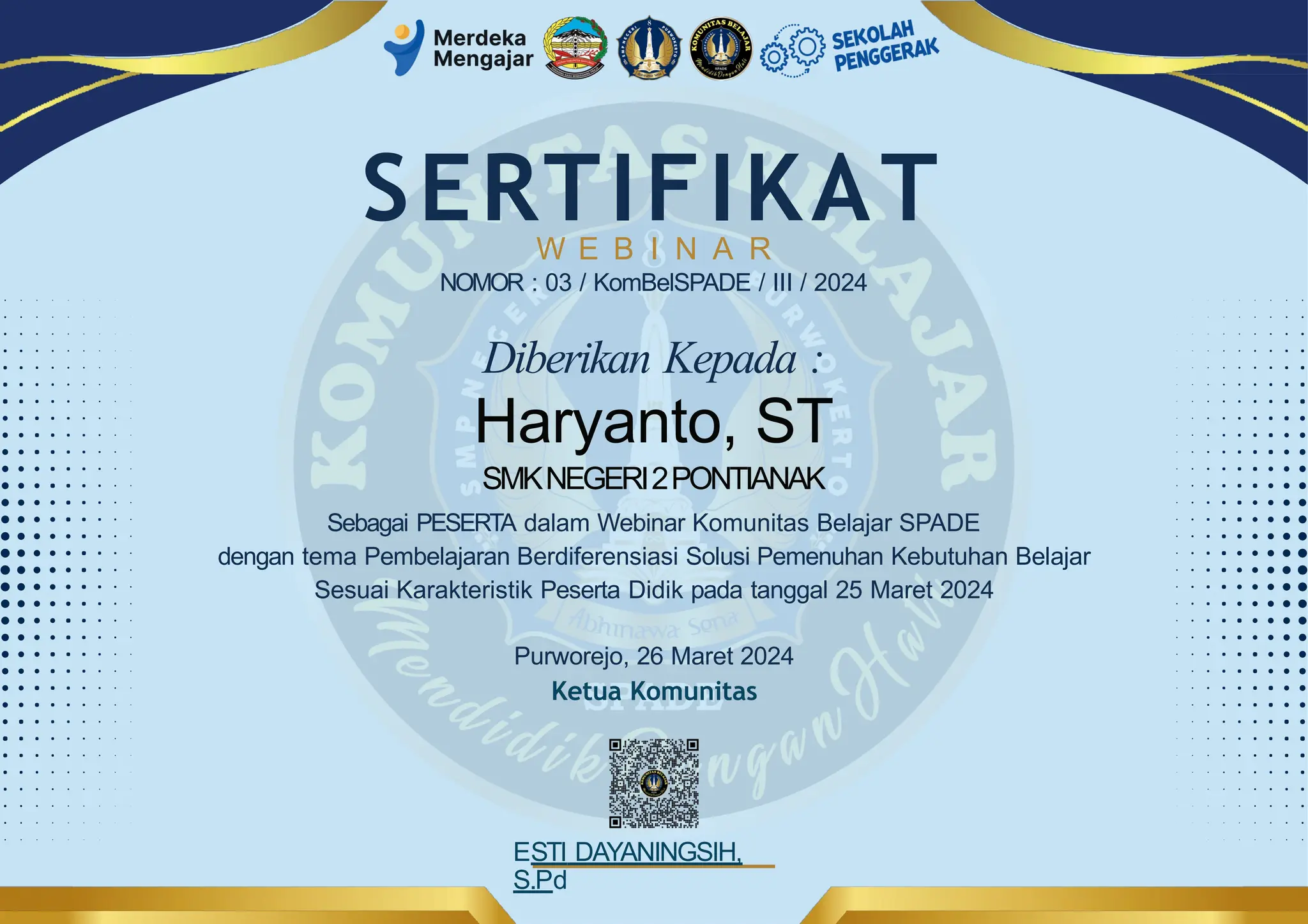 1. Sertifikat Haryanto, st- Pembelajaran Berdiferensiasi.pptx