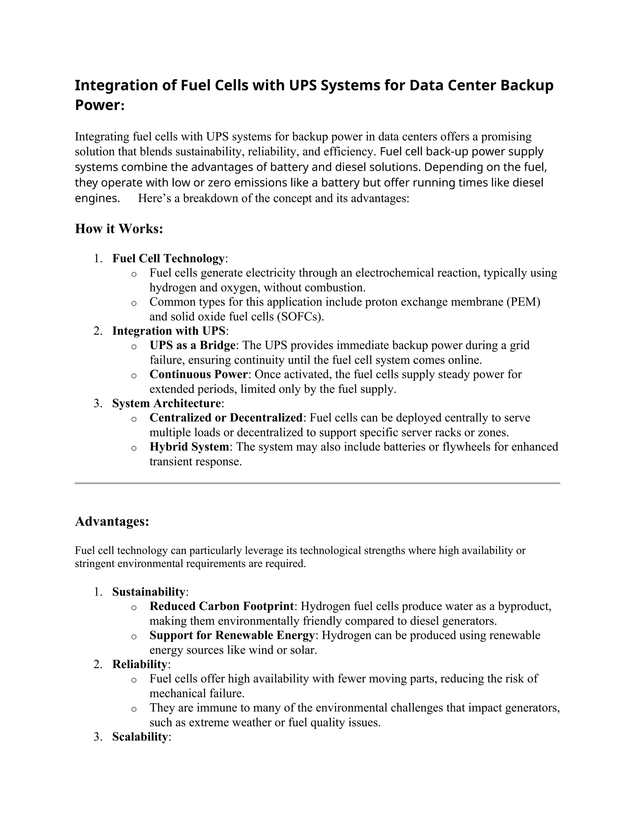 Integration of Fuel Cells with UPS Systems for Data Center Backup Power ...