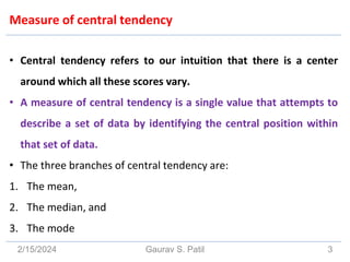 Measures of central tendency: mean, median, mode | PDF