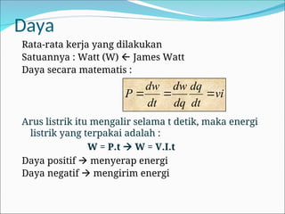 Konsep Dasar Rangkaian Ketenagalistrikan | PPT