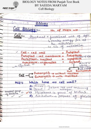1.Cell Biology Notes mdcat important chapter | PDF