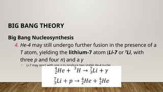the big bang theory and the formation of lights elements | PPTX