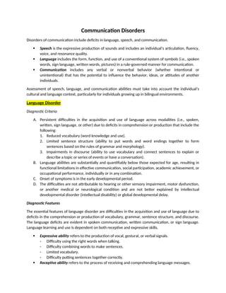 Neurodevelopmental Disorders (Summary By Shane) | DOCX