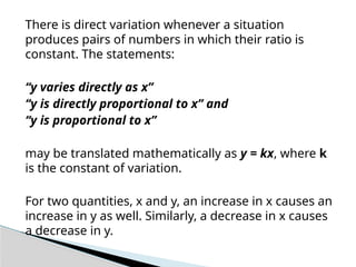 QUARTER 2 MATHEMATICS 9 DIRECT VARIATION | PPTX