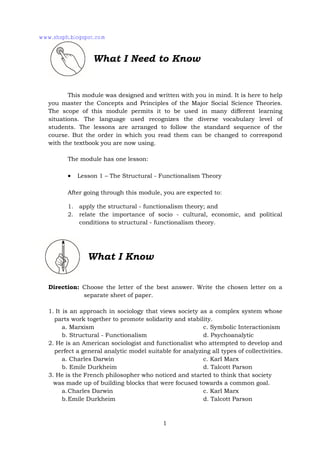 1. DISS_Structural - Functionalism and its Importance in Examining ...