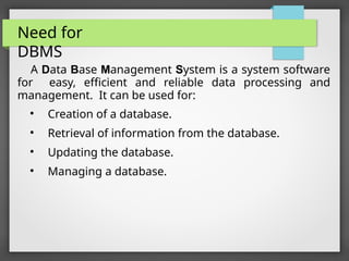 Database File System in DBMS, File Management | PPT