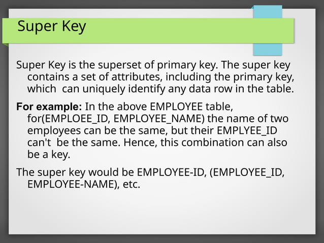 Keys and its Importance in DBMS and RDBMS | PPTX