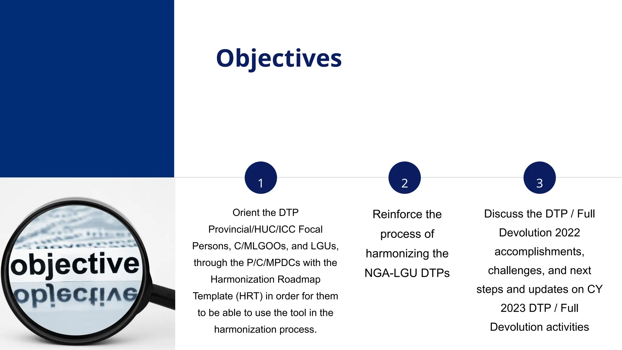 Overview of DTP HRT (Devolution Transition Plan Harmonization Roadmap ...