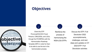 Overview of DTP HRT (Devolution Transition Plan Harmonization Roadmap ...