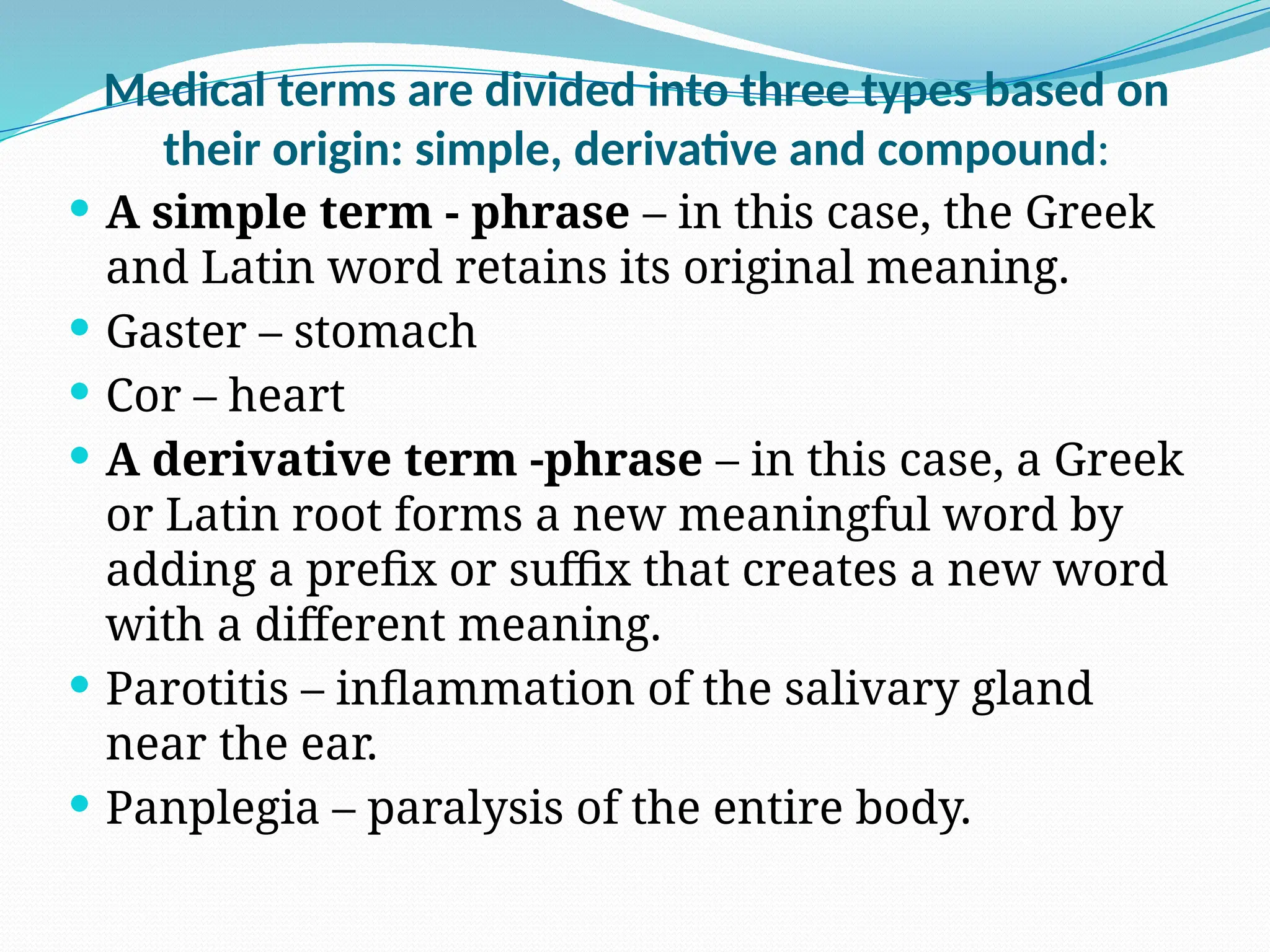 clinical terminology, Greek suffixes and prefixes | PPTX