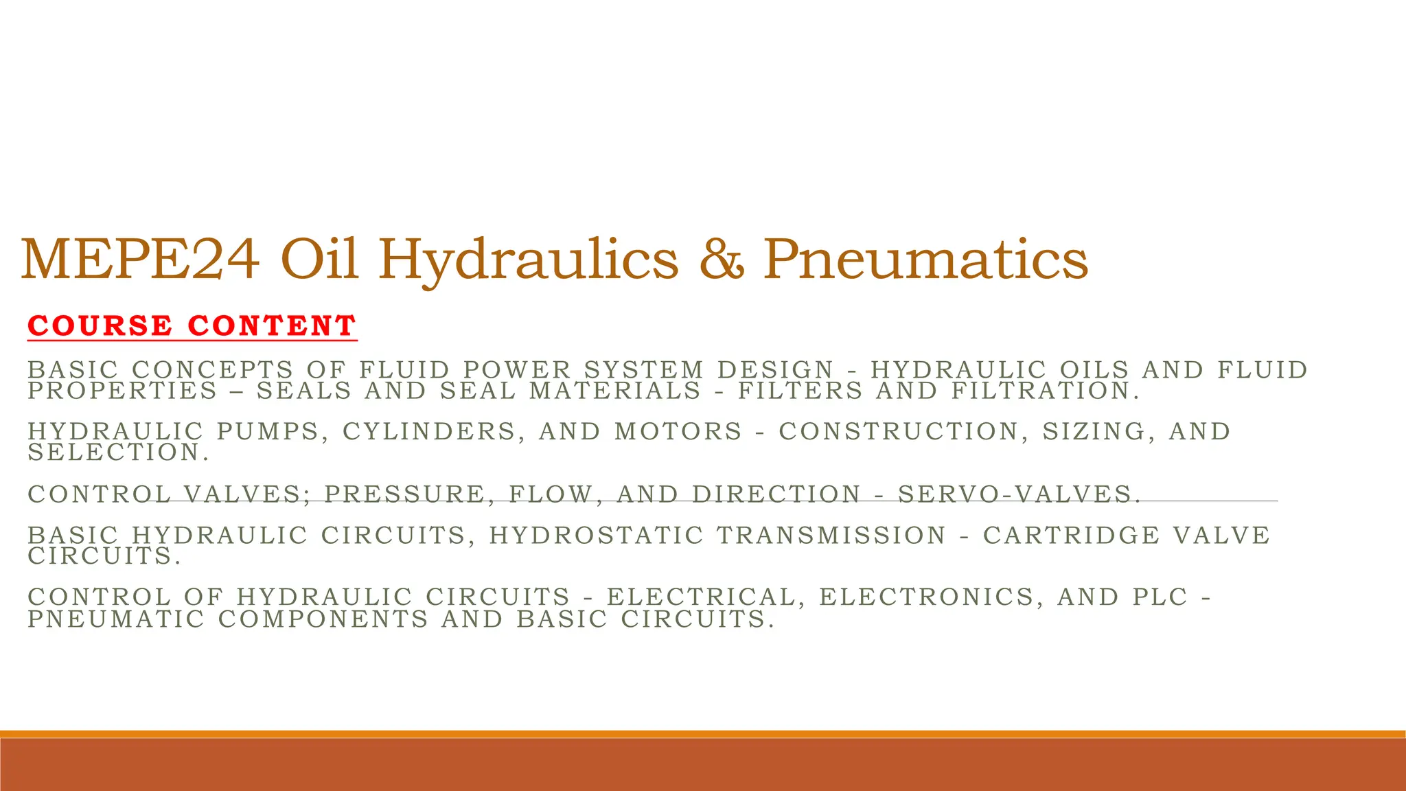 Oil Hydraulics and Pneumatics - Brief Introduction | PPT
