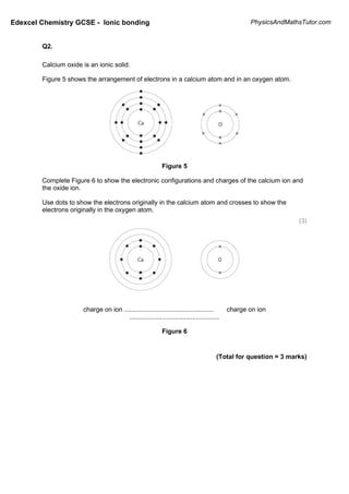 Ionic bonding exam questions for revisions | PDF