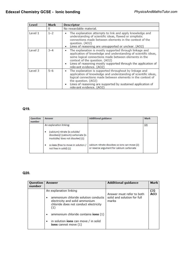 Ionic bonding exam questions for revisions | PDF