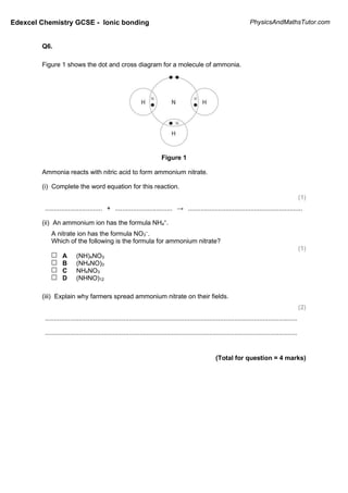 Ionic bonding exam questions for revisions | PDF