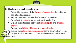 1.3 Factors of production.pptx used in a level economics | PPT