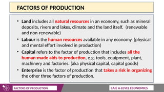 1.3 Factors of production.pptx used in a level economics | PPTX