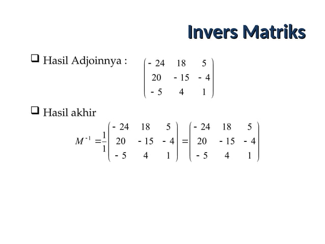 Materi Matrix pada pembelajaran Matematika wajib kelas XI MA?SMA | PPT