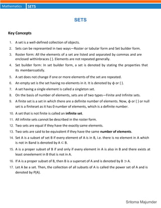CBSE - Grade 11 - Mathematics - Ch 1 - Sets (PDF Format) | PDF
