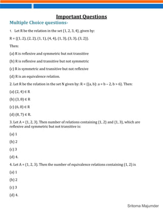 CBSE - Grade 12 - Mathematics - Ch 1 - Relations and Function (PDF ...