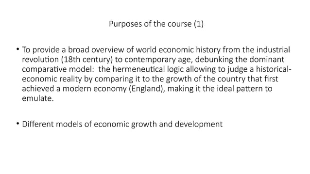 brief introduction to economical history | PPT