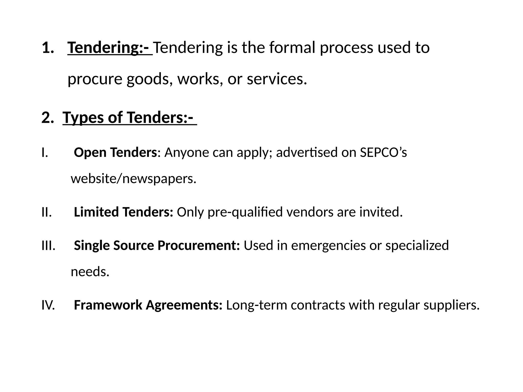 1. Tendering Process and all about the basics. | PPTX