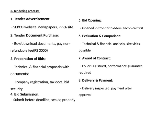 1. Tendering Process and all about the basics. | PPTX
