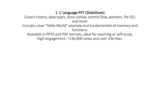 tutorial fo r c languare learning for basics | PPT