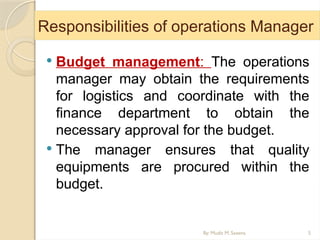 Role of operations manager in an industry | PPTX