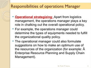Role of operations manager in an industry | PPTX