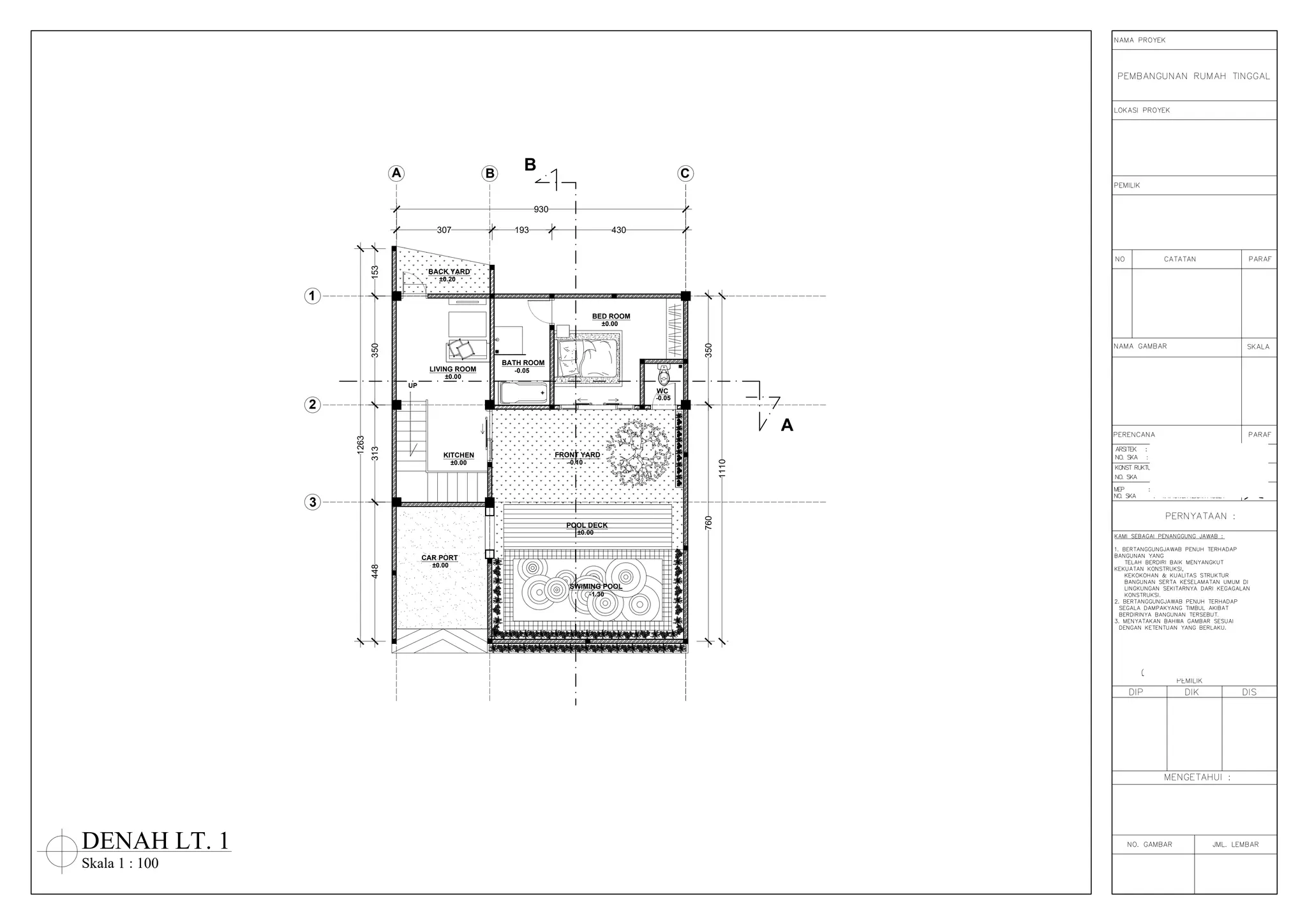 1. Gambar Arsitektur Denah, tampak, potongan.pdf