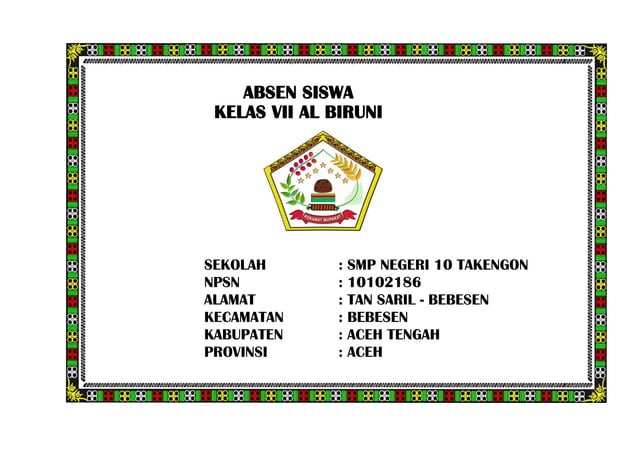 1. COVER absensi kelas untuk kusus kelas 7 | DOCX