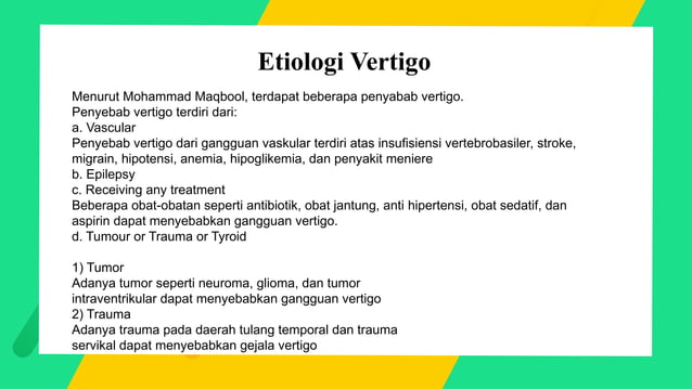 Migrain dan vertigo definisi, etiologi dan jenis jenis | PPTX