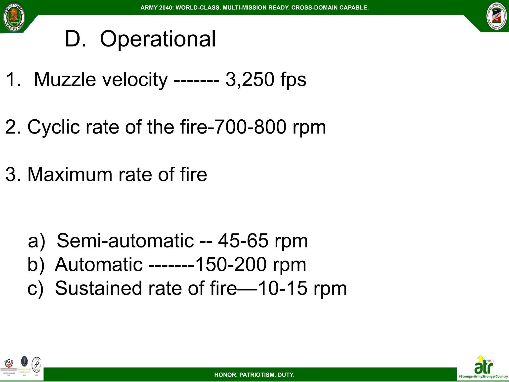 Parts of a Rifle, General Data, Eight (8) cycle operation and the ...