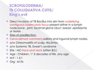 Cutaneous tuberculosis Dermatology | PPTX