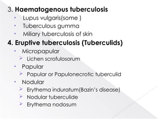 Cutaneous tuberculosis Dermatology | PPTX