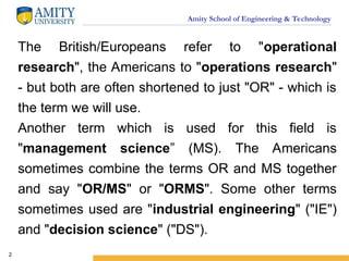 1. Introduction to operation researchppt | PPT