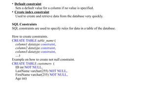 1. constraint,index,views for database concept and design | PPTX