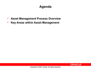 Oracle Asset management overview in R12-ebs | PPT