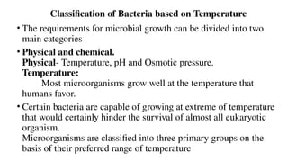 1. Classification of Bacteria and nutritional requirements, | PPTX