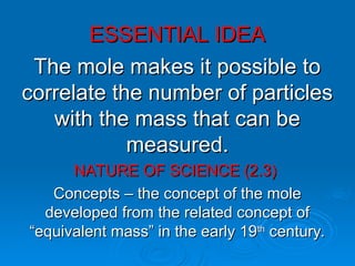 1.2 THE MOLE CONCEPT.PPT relationships with mole concept | PPT
