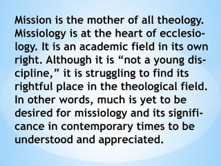 Understanding Missiology (Introduction to Missiology) | PPTX