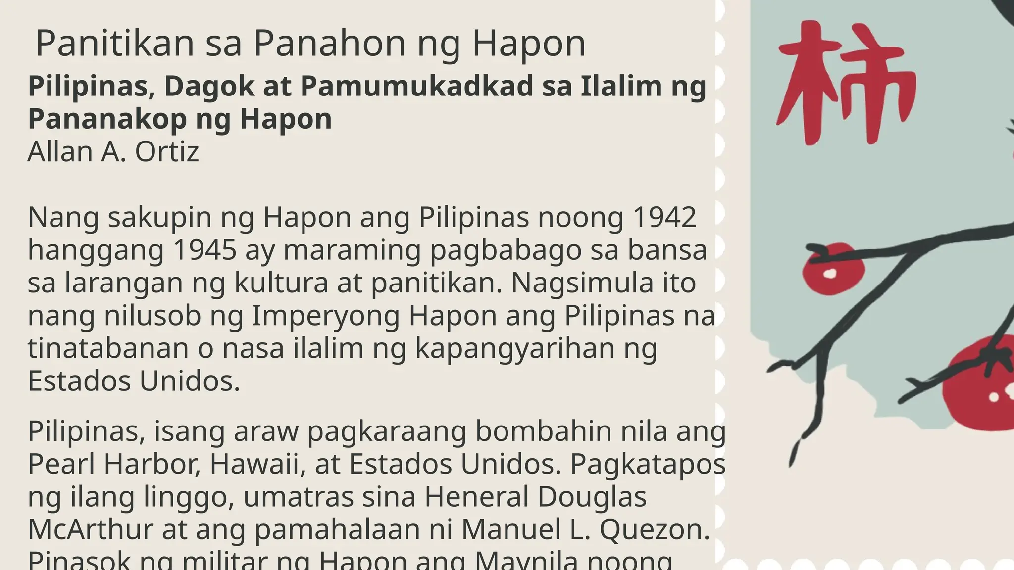1. PPT-FIL8-Q3-ARALIN1 PAnitikan sa Panahon Ng Hapon | PPTX