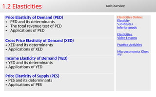 Introduction to Elasticities PED XED YED | PPTX
